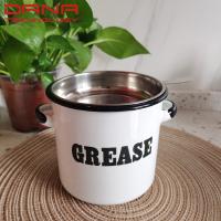 China Customization Carbon Steel Food Grade Grease Container Enamel Bacon Container Oil Storage Container with Leak Proof Lid for sale