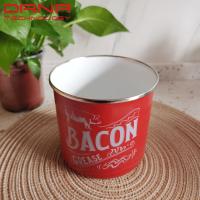 China Customization Carbon Steel Food Grade Grease Container Enamel Bacon Container Oil Storage Container with Leak Proof Lid for sale