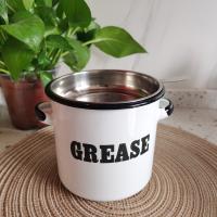 China Handmade Ceramic Container Keeper with Strainer Enamel Customized Logo Bacon Fat Can for Grease Drippings Storage for sale