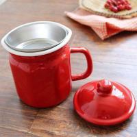 China Custom Color Enamel Oil Container 1.2L Bacon Grease Container With SS304 Mesh Strainer for sale