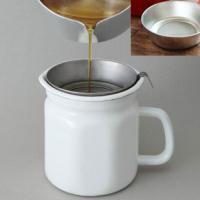 China Custom Color Enamel Oil Container 1.2L Bacon Grease Container With SS304 Mesh Strainer for sale
