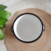 China Customized Logo Enamel Grease Catcher Container Enamel Steel Storage Can with Lid for sale