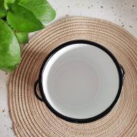 China Customized Logo Enamel Grease Catcher Container Enamel Steel Storage Can with Lid for sale