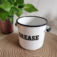 China Customized Logo Enamel Grease Catcher Container Enamel Steel Storage Can with Lid for sale