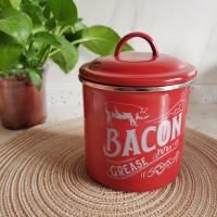 China Eco Friendly Enamel Oil Container Kitchen Grease Container With Handle OEM Color for sale