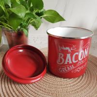 China Eco Friendly Enamel Oil Container Kitchen Grease Container With Handle OEM Color for sale