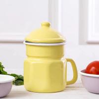 China Customized Logo Enamel Oil Keeper Grease Container With Stainless Steel Filter for sale