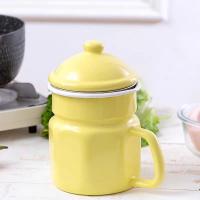 China Customized Logo Enamel Oil Keeper Grease Container With Stainless Steel Filter for sale