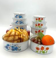 China Carbon Steel Enamel Storage Bowl Set 10cm 12cm 14cm 16cm 18cm Custom Decal Printing for sale