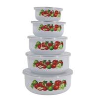 China Carbon Steel Enamel Storage Bowl Set 10cm 12cm 14cm 16cm 18cm Custom Decal Printing for sale
