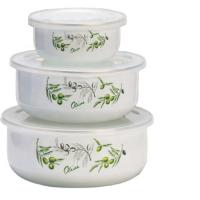 China Classical Style Enamel Storage Bowl Salad Bowl Set Sizes 10cm 12cm 14cm 16cm 18cm for sale