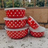 China Classical Style Enamel Storage Bowl Salad Bowl Set Sizes 10cm 12cm 14cm 16cm 18cm for sale