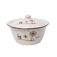China Custom Size Round Enamel Finger Bowl Wash Bowl Old Lard Basin with Lid for sale