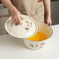 China OEM Multi Size Enamel Lard Basin finger wash bowl Handmade Soup Bowl With Lid for sale