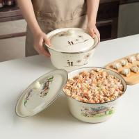 China OEM Multi Size Enamel Lard Basin finger wash bowl Handmade Soup Bowl With Lid for sale