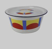 China Kitchen Round Enamel Soup Bowl Finger Bowl With Lid Dia 10 12 14 16 18cm Heat Resistant for sale