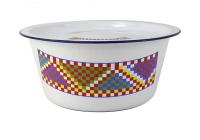 China Round Enamel Basin Bowl Customized Logo Carbon Steel Decal Lard Bowl Daily Use for sale