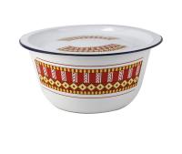 China Round Enamel Basin Bowl Customized Logo Carbon Steel Decal Lard Bowl Daily Use for sale