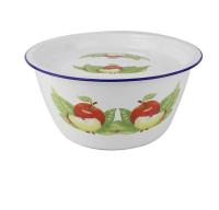 China Round Enamel Basin Bowl Customized Logo Carbon Steel Decal Lard Bowl Daily Use for sale