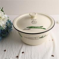 China Handmade Enamel Coating Classic Basin Bowl Household Food Storage Container With Lid for sale