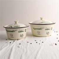 China Handmade Enamel Coating Classic Basin Bowl Household Food Storage Container With Lid for sale