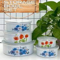 China Multi Colors Carbon Steel Enamel Nesting Bowls With Non Slip Bottoms Dia 10cm-18cm for sale