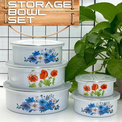 China Multi Colors Carbon Steel Enamel Nesting Bowls With Non Slip Bottoms Dia 10cm-18cm for sale