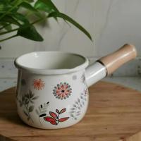 China Japanese Style Enamel Cooking Soup Pot Non Stick Mini Saucepan Butter Warmer 17oz for sale