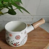 China Japanese Style Enamel Cooking Soup Pot Non Stick Mini Saucepan Butter Warmer 17oz for sale