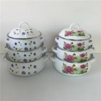 China OEM Carbon Steel Enamel Casserole Set 1000ml 6000ml Food Warmer Pot Cooking Set for sale