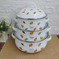 China OEM Carbon Steel Enamel Casserole Set 1000ml 6000ml Food Warmer Pot Cooking Set for sale