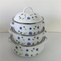 China OEM Carbon Steel Enamel Casserole Set 1000ml 6000ml Food Warmer Pot Cooking Set for sale