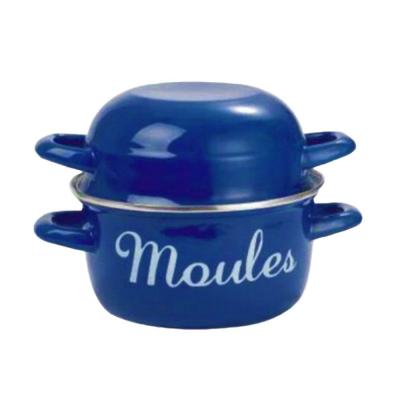 China 720ml 2000ml 5000ml 8000ml Enamel Mussel Pot Customized Decal Color Seafood Cooking for sale