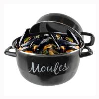 China Non Stick Carbon Steel Enamel Mussel Set Casserole Pot Multi Function Customized Logo for sale