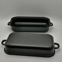 China Classical Style Enamel Rectangular Casserole Dish Set Carbon Steel Baking Pans With Lid for sale