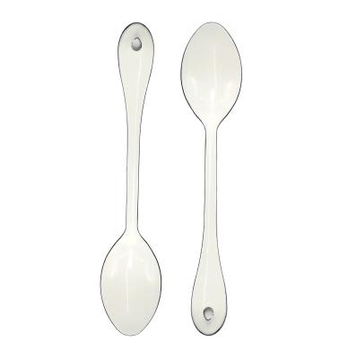 China Carbon Steel Soup Ladle Spoons 12.2 Inch Enamel Stew Gravy Ladles Cooking Serving Spoons for sale