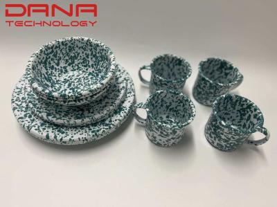 China Sustainable Customized Decal Mixing Color Enamel Mug Bowl Pot Sets Suitable Option for Outdoor Camping Middle East Style for sale