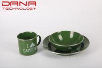 China Sustainable Customized Decal Mixing Color Enamel Mug Bowl Pot Sets Suitable Option for Outdoor Camping Middle East Style for sale