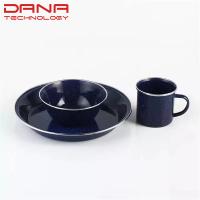 China Korean Style Enamel Tableware Set Handmade Plates Sets Dinnerware Food Contact Safe for sale
