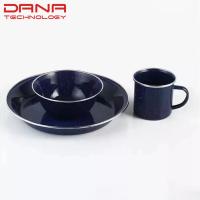 China Korean Style Enamel Tableware Set Handmade Plates Sets Dinnerware Food Contact Safe for sale