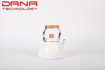 China Handmade Wood or Enamel Handle Peal Shape Kettles with Custom Decal Printing for sale