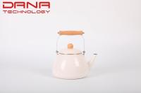 China Handmade Wood or Enamel Handle Peal Shape Kettles with Custom Decal Printing for sale