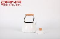 China Handmade Wood or Enamel Handle Peal Shape Kettles with Custom Decal Printing for sale