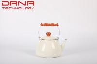 China Handmade Wood or Enamel Handle Peal Shape Kettles with Custom Decal Printing for sale