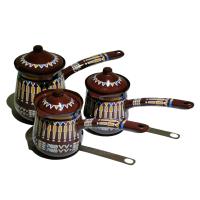 China Customized Logo Daily Turkish Enameled Coffee Pot Metal Coffee Milk Cooking Pot for sale