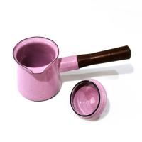 China Customized Logo Daily Turkish Enameled Coffee Pot Metal Coffee Milk Cooking Pot for sale