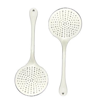China Handmade Carbon Steel Slotted Spoon 13.5 Inch Skimmer Strainer Spoon Customizable for sale