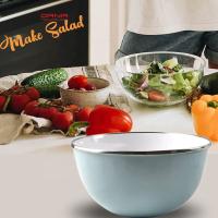 China Kitchen Classical Style Enamel Mixing Bowl Set 5 Piece With 304 Stainless Steel Rim for sale
