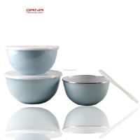 China Kitchen Classical Style Enamel Mixing Bowl Set 5 Piece With 304 Stainless Steel Rim for sale