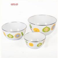 China Kitchen Classical Style Enamel Mixing Bowl Set 5 Piece With 304 Stainless Steel Rim for sale